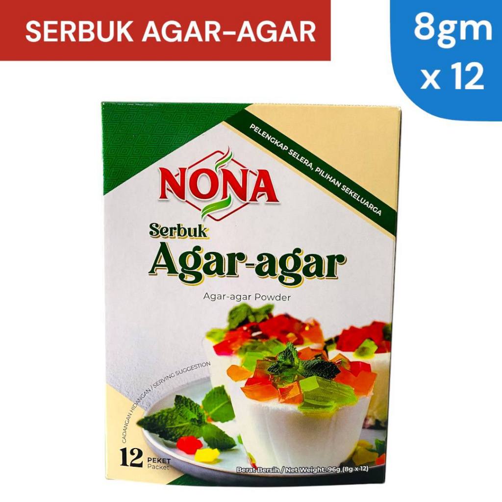 NONA AGAR-AGAR POWDER (8g x 12) CLEAR COLOR-FREE/AGAR POWDER C0LOURLESS ...