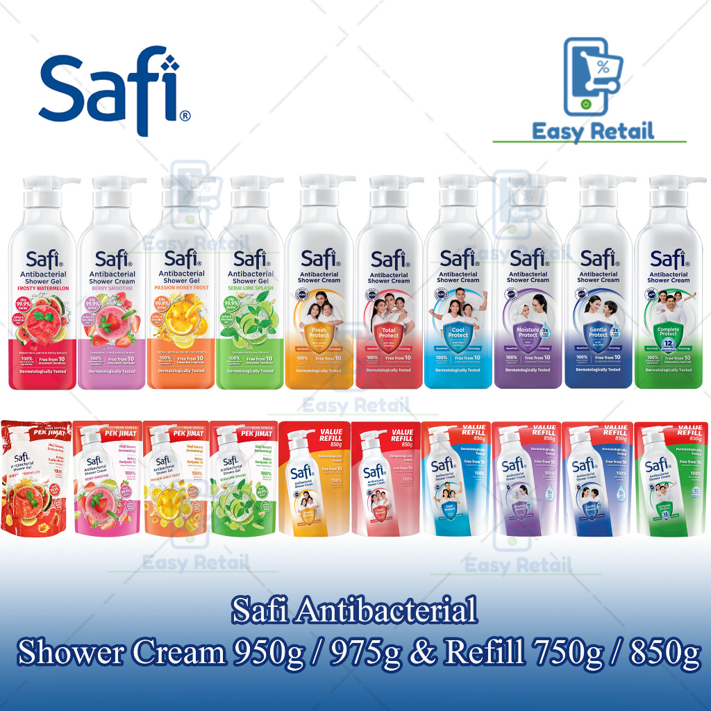 Safi Antibacterial Shower Cream / Body Wash / Refill 975g / 950g / 850g / 750g [ Watermelon ...