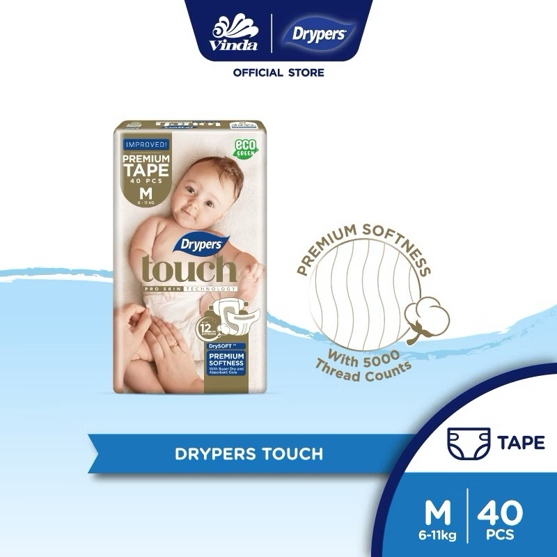 Drypers Touch Baby Diapers M40 (1 Pack) | Shopee Singapore