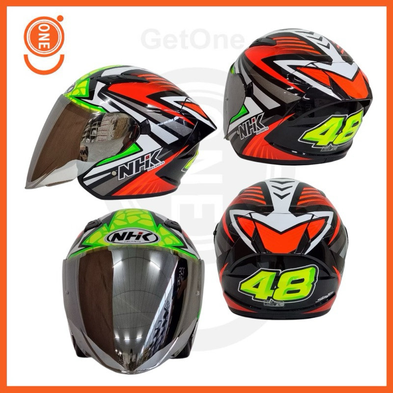 NHK HELMET S1GP IVAN ORTOLA BLACK GLOSSY DOUBLE VISOR NHK HELMET TOPI KELEDAR NHK | Shopee Singapore