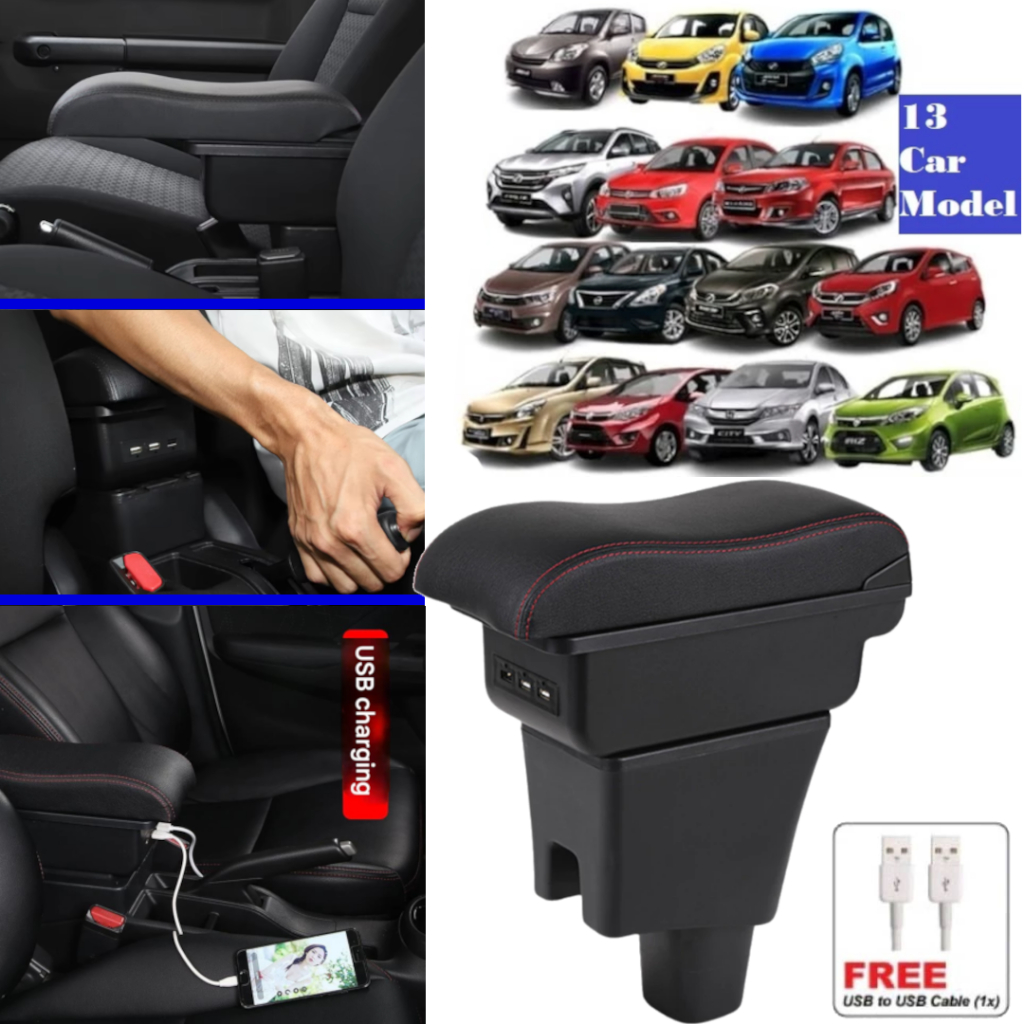 Car Arm Rest USB Port Armrest Console Box Axia Bezza Viva Myvi Aruz ...