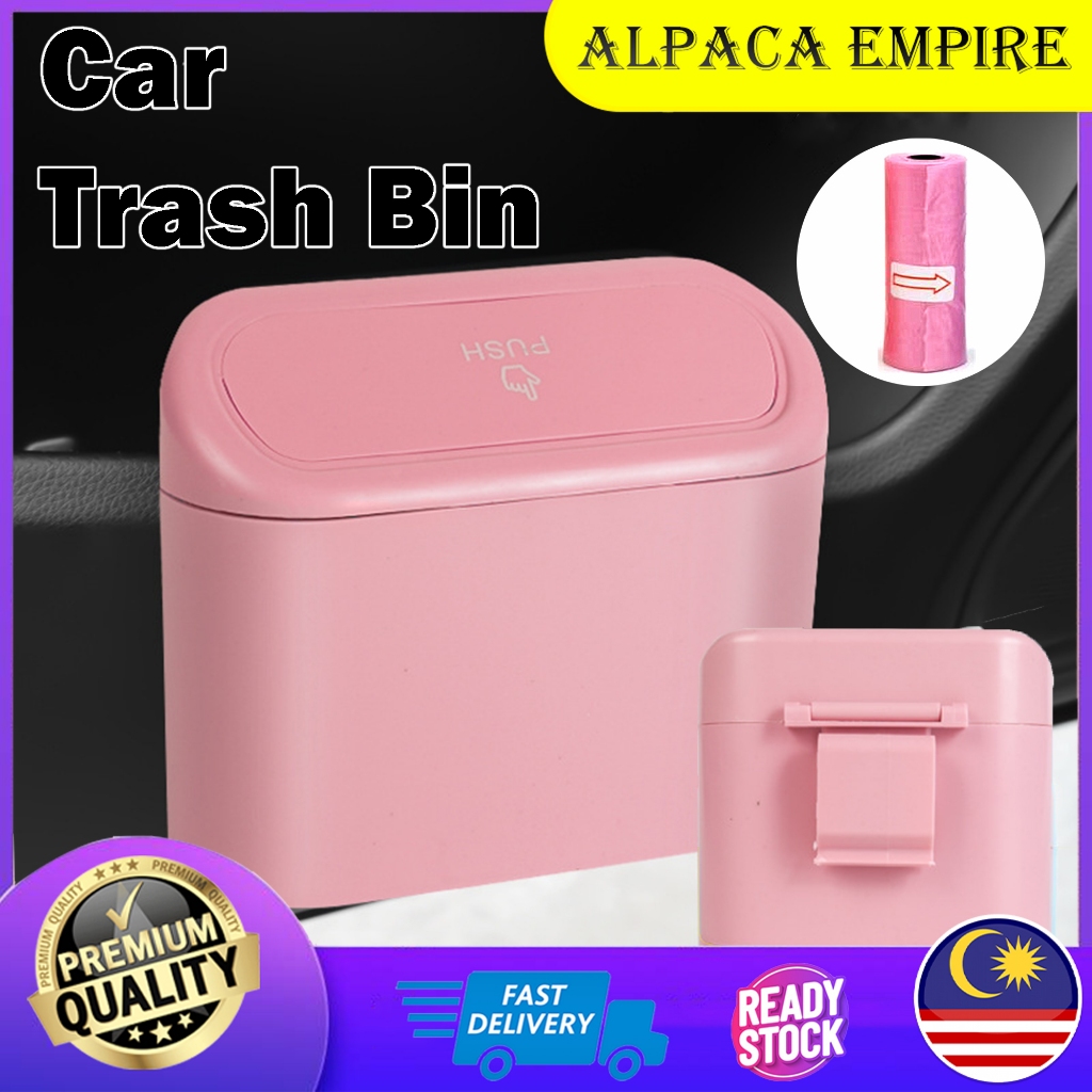 Car Accessories Car Trash Bin Dustbin Garbage Bag Pink Color Tong ...