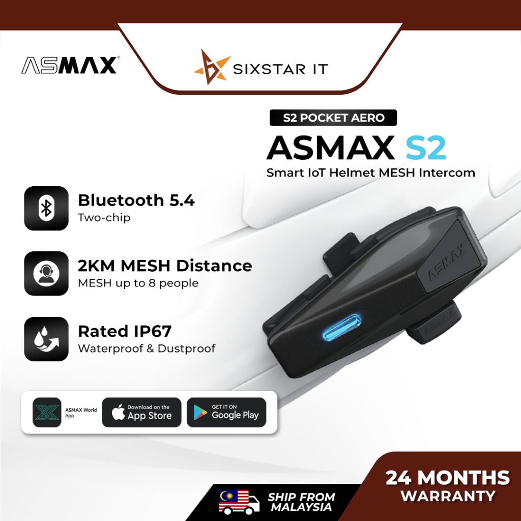 (NEW) ASMAX S2 Motorcycle Helmet Mesh Intercom 8 Riders Headset Speaker ...