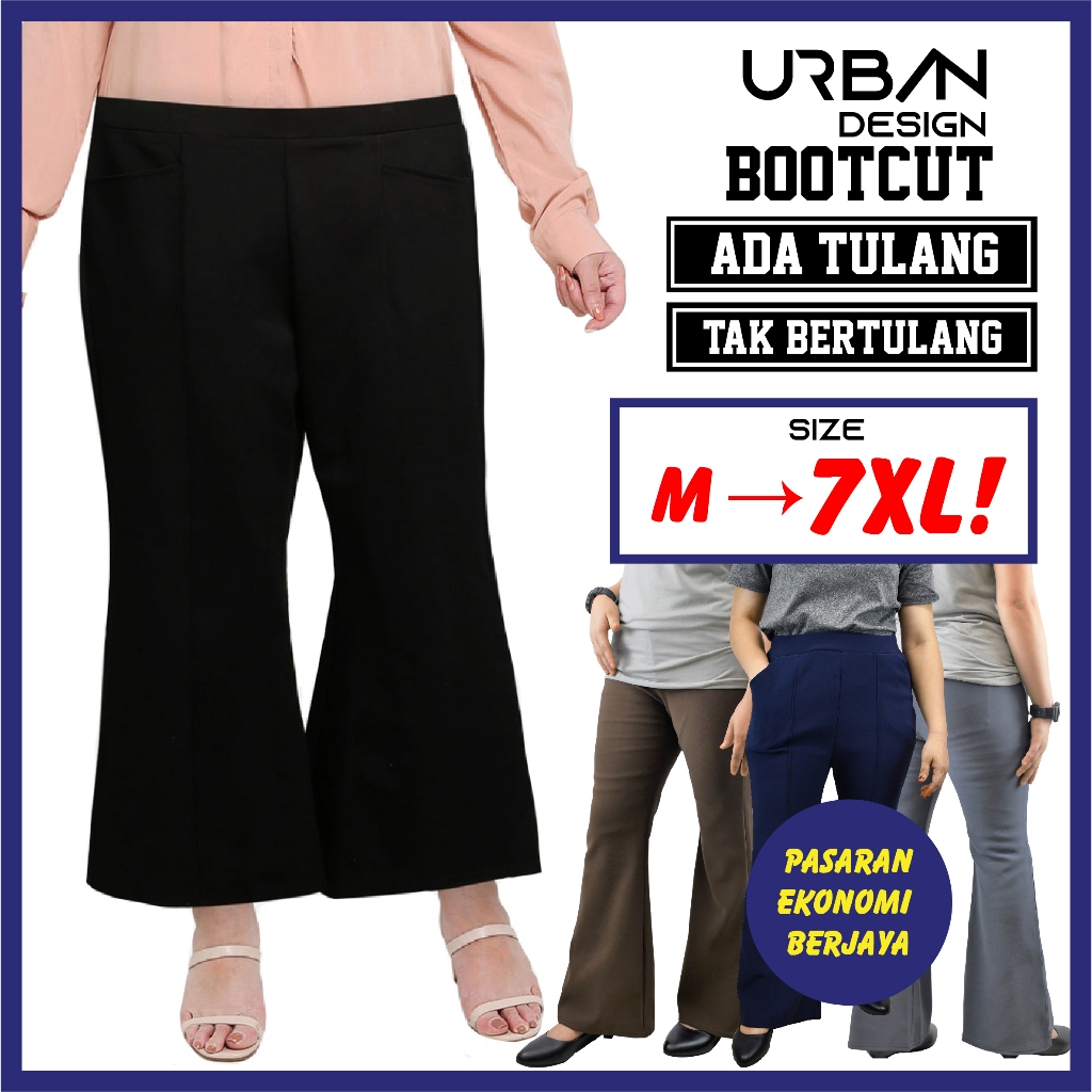 SELUAR SLEK WANITA JUMBO SIZE BOOTCUT SLACK PANTS WOMEN URBAN DESIGN ...