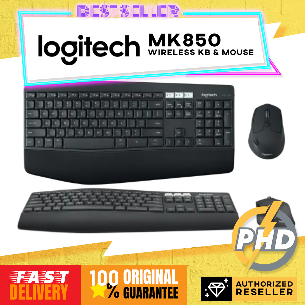 Logitech MK850 Multi-Device Wireless Keyboard and Mouse Combo, 2.4GHz Wireless and Bluetooth ...