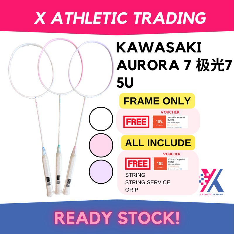 KAWASAKI AURORA 7 5UG6 BADMINTON RACKET 川崎极光7羽毛球拍 aurora kawasaki | Shopee Singapore