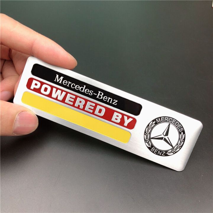 Mercedes Benz Powered By Germany Merz Rectangle Metal Silver 3D Emblem ...