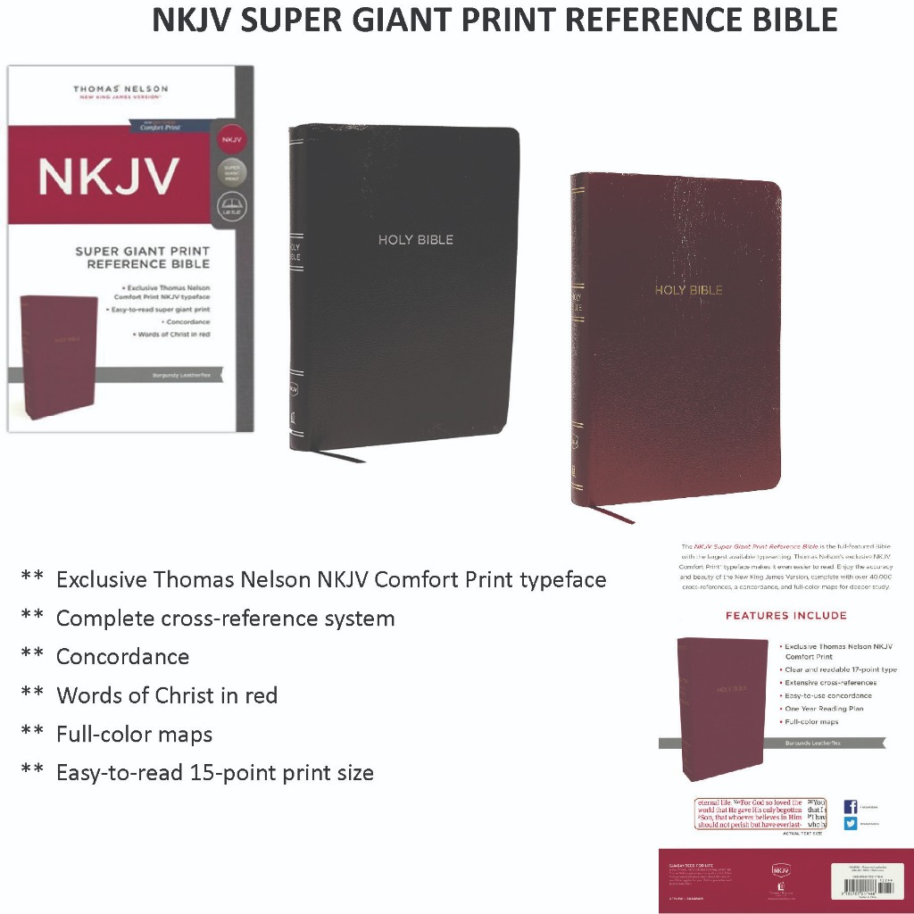NKJV Reference Bible, Super Giant Print, • Leather-Look, • English Bible • Chosen Treasure ...