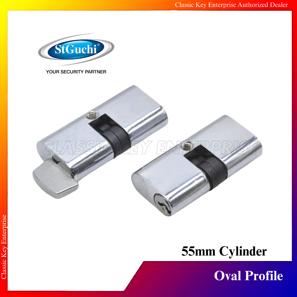 St Guchi Oval Profile Cylinder For Aluminum Door Frame Size 55mm ...