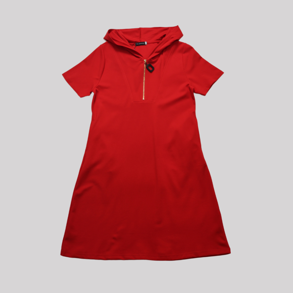 YFS Women's Top Midi Short Sleeve Hooded Dress Shirt (S-XL) | Shopee ...