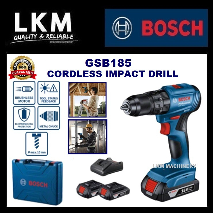 BOSCH GSB 185-LI 18V Professional Cordless Impact Drill Hammer Drill GSB185 | Shopee Singapore