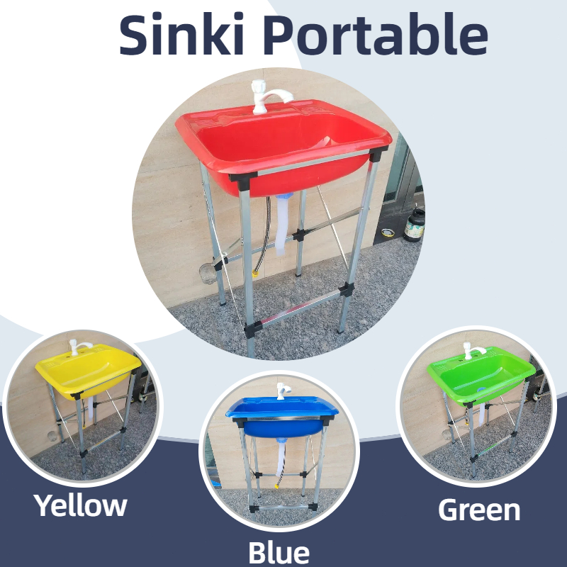 Plastic Basin with Foldable Stand Sinki Basin Dapur Mudah Portable ...