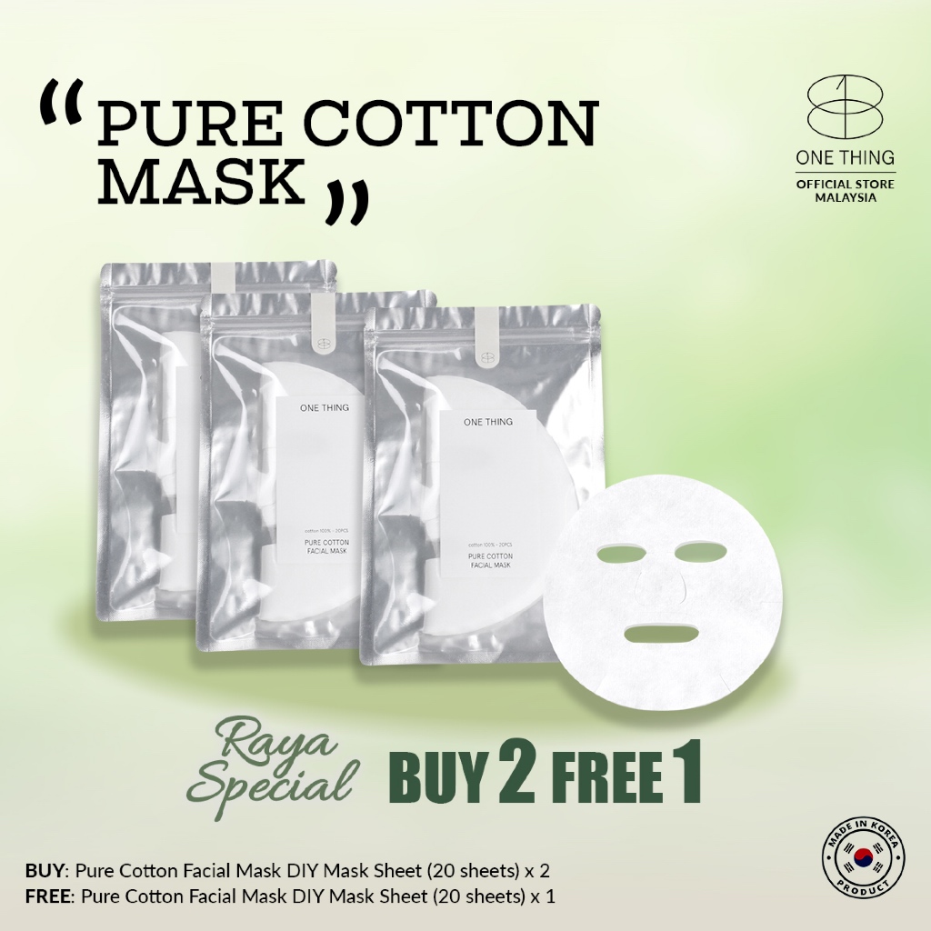 [BUY 2 FREE 1] ONE THING Pure Cotton Facial Mask DIY Mask Sheet (20 ...