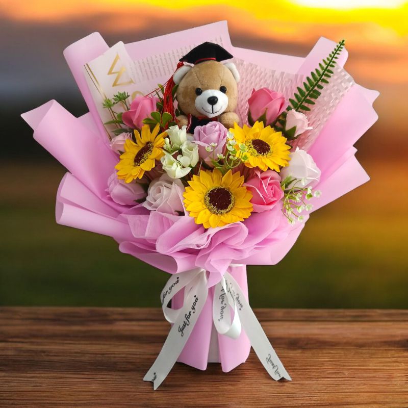 convocation convo graduation soap flower bear bouquet surprise | Shopee ...