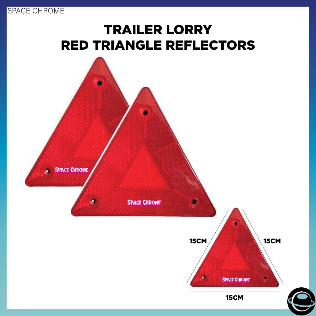 2PCS RED TRIANGLE WARNING REFLECTOR SAFETY RED REFLECTIVE SEGI TIGA ...