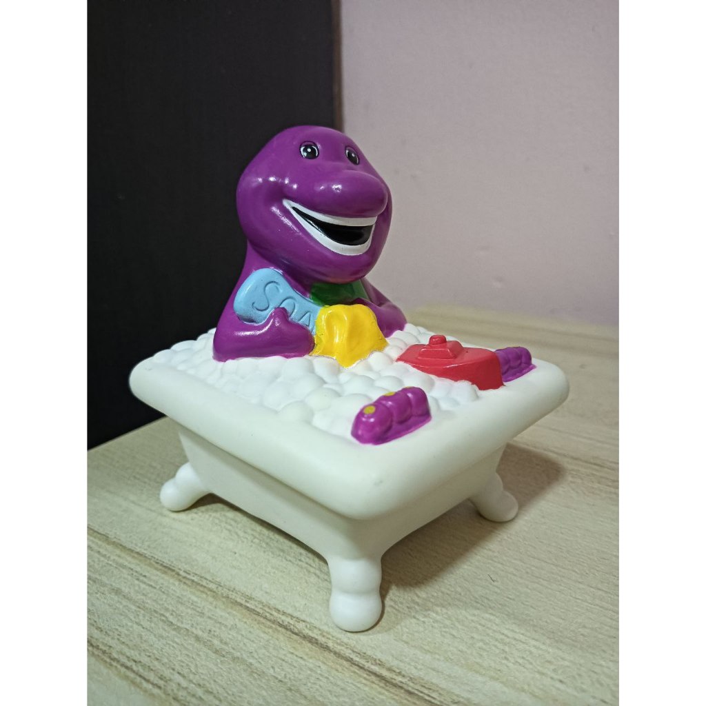 VINTAGE 1995 Barney Dinosaur Plastic PVC Toy Figure Bath Tub Time 4 ...