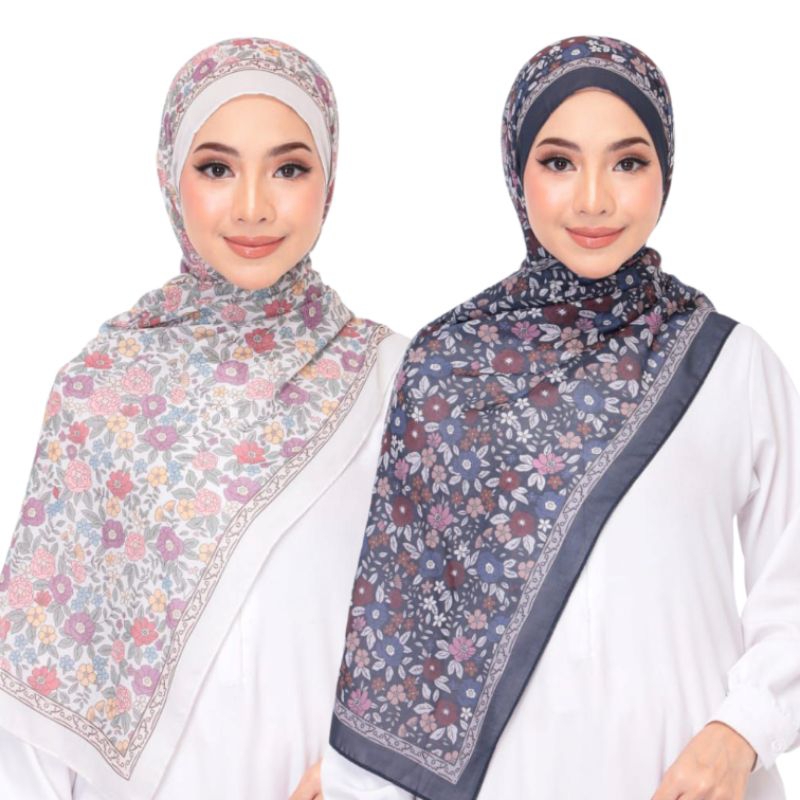 Shawl Premium Cotton Printed Corak Floral 1.8m Long | Hijab Casual ...