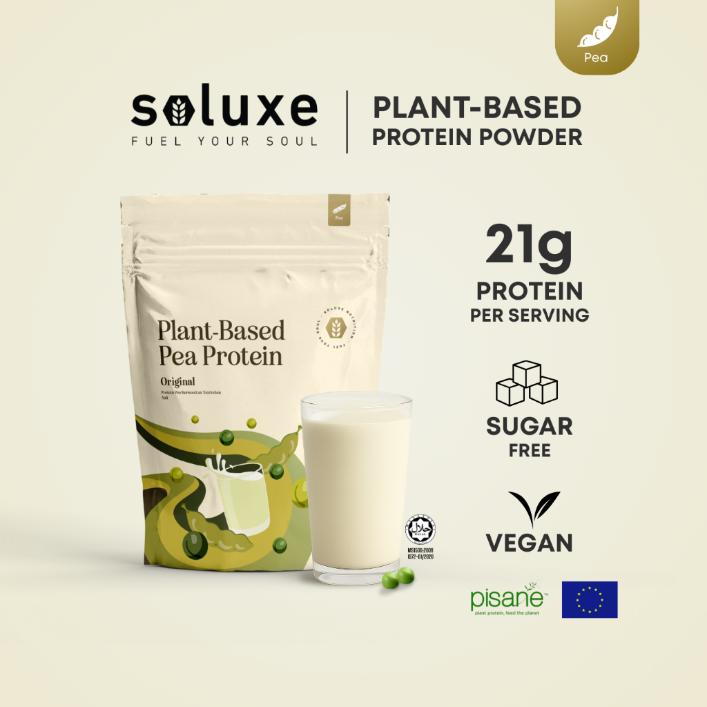 Soluxe Vegan Original Plant Based Pea Protein Powder Shake (500g ...