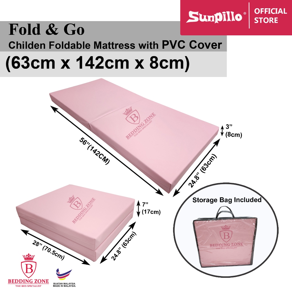Children Foldable Mattress with PVC Cover (Size 63cm x 142cm OR 71cm ...