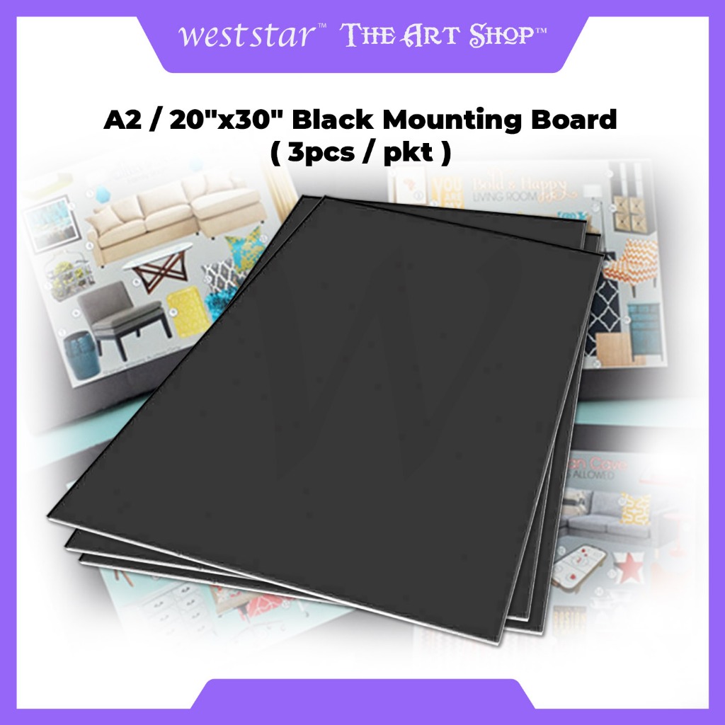 [WETAS] A2 / 20"x30" Black Mounting Board Black Board Black Card Black ...