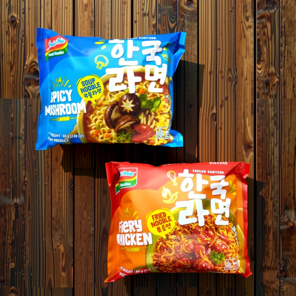 Indomie Korean Ramyeon Noodles | Fiery Chicken & Spicy Mushroom ...