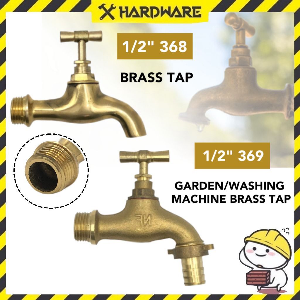 1/2" BRASS WATER TAP/BRASS GARDEN TAP/BRASS WALL BIB TAP/T HANDLE KEY ...