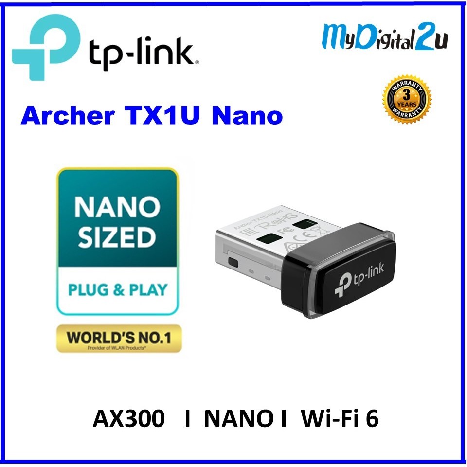 TP-Link AX300 Wi-Fi 6 Wireless USB Adapter Archer TX1U Nano Nano Size ...