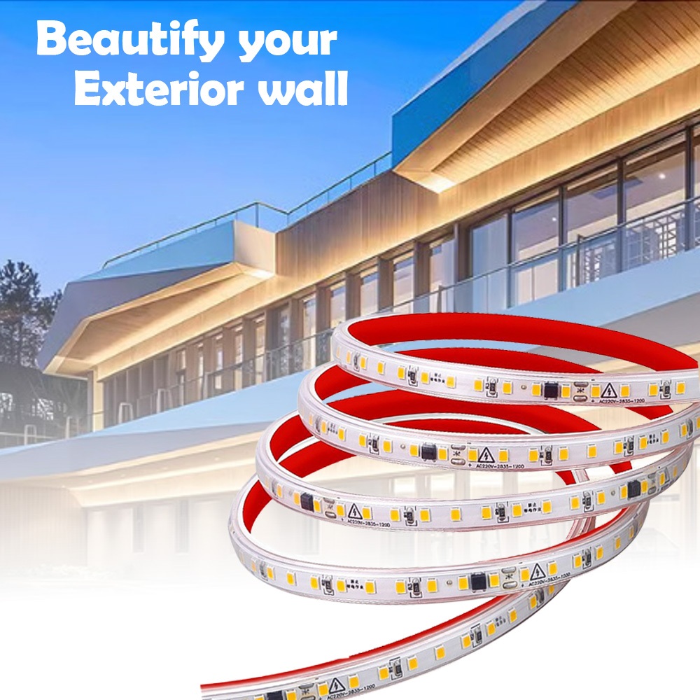 JM LED Outdoor Strip Light 220V 8mm Single Row 2835 PVC Soft Rubber ...
