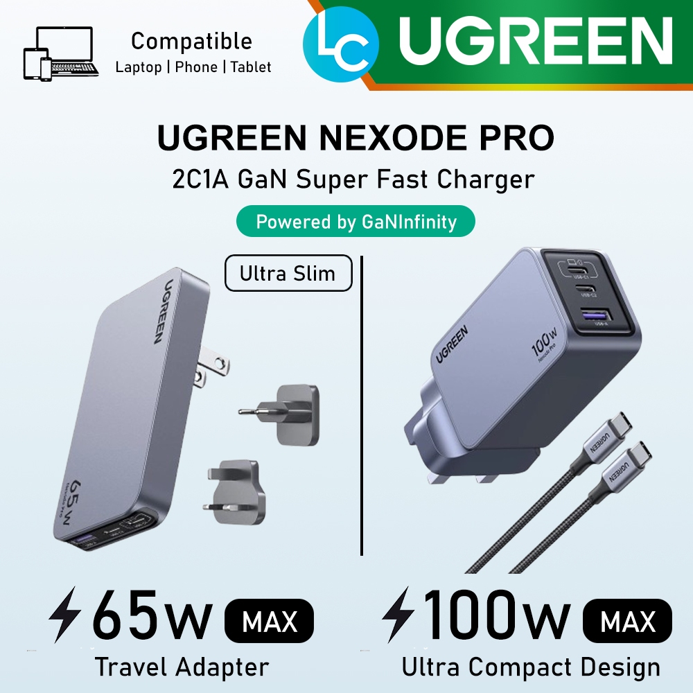 UGREEN Nexode Pro 160W / 100W / 65W USB C GaN Charger Wall Adapter ...