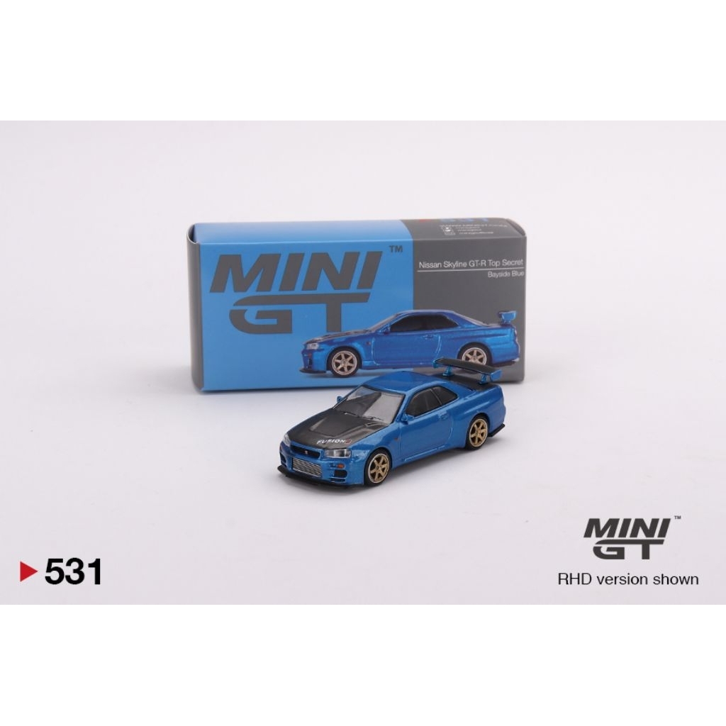 Mini GT 1/64 531 Nissan Skyline GT-R (R34) Top Secret Bayside Blue RHD ...