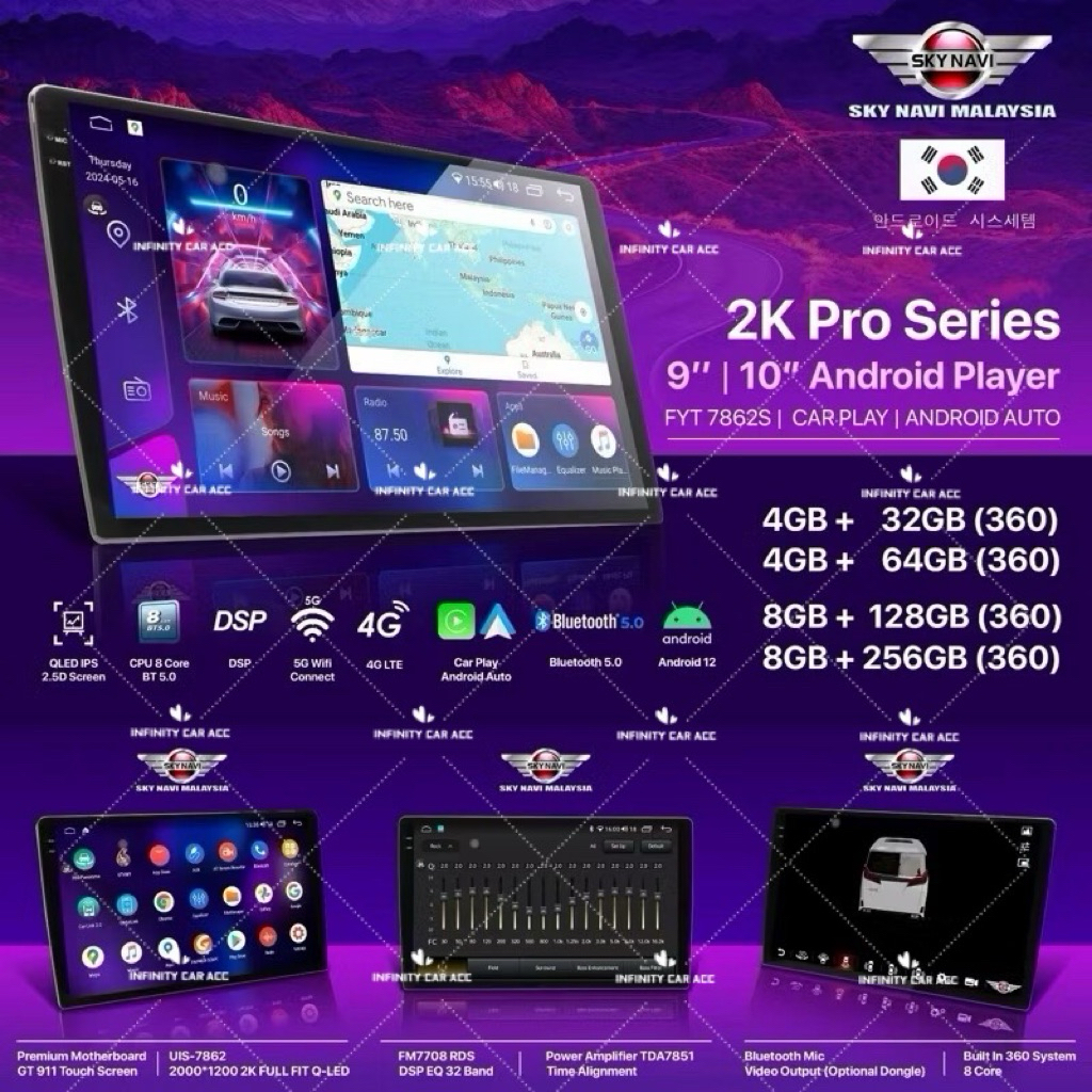 SKY NAVI 2K PRO SERIES ANDROID PLAYER FYT-7862S 8 CORE PROCESSOR (FREE ...