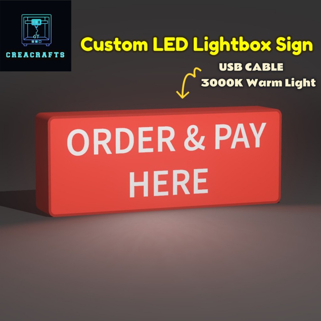 Custom LED Lightbox Sign USB 3000K Warm Light – Display Board Shop Cafe ...
