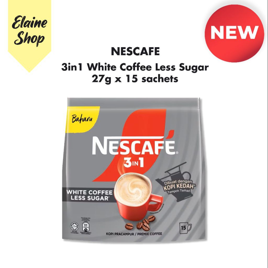 Nescafe 3in1 White Coffee Less Sugar 27g x 15s Premix Pracampur Kopi ...