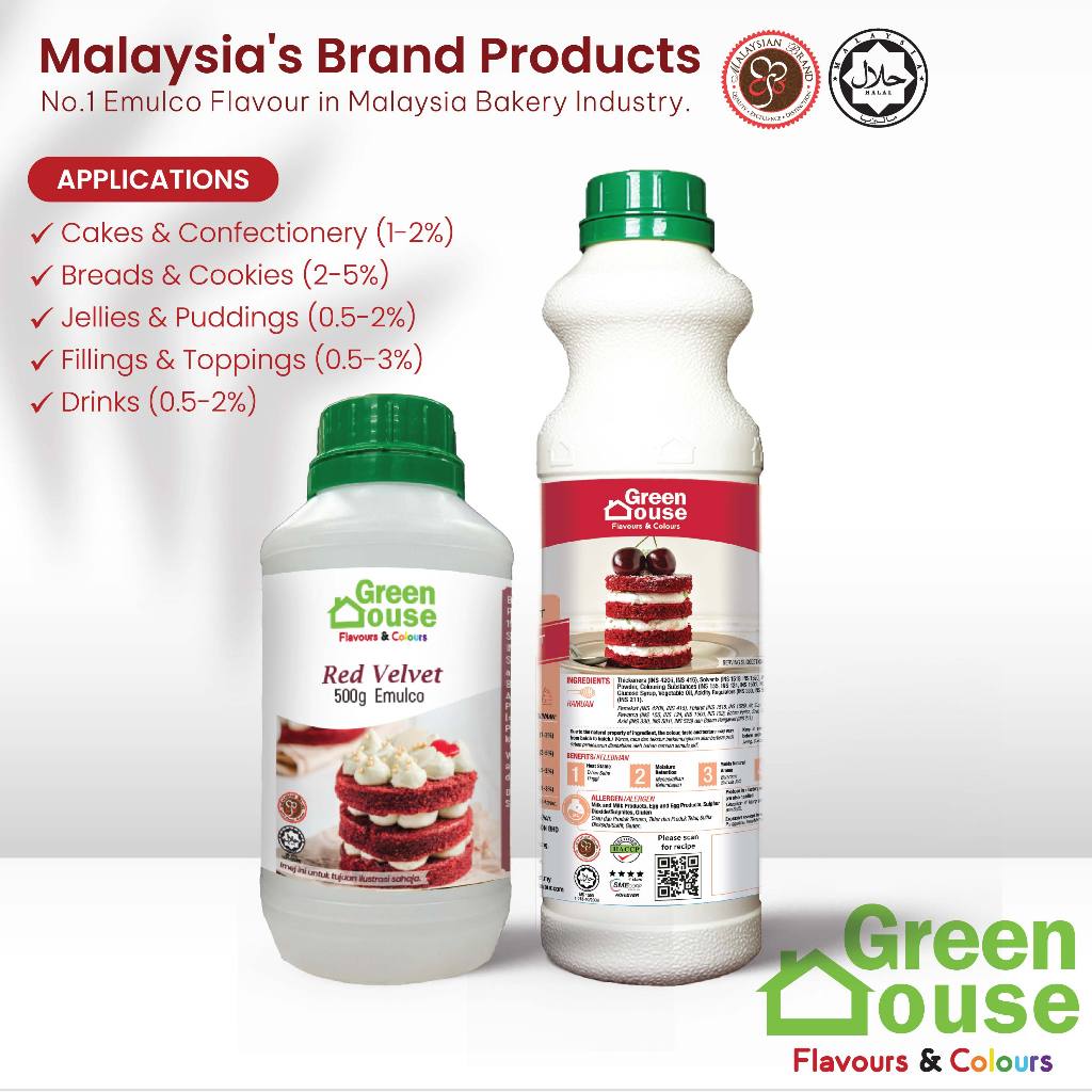 Red Velvet Emulco Green House-500g/1kg [HALAL] Red Velvet Emulco Perisa ...