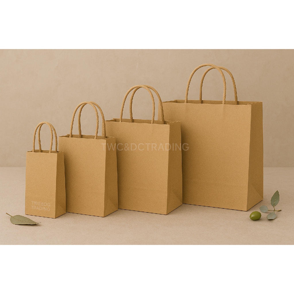 50PCS (Brown) Kraft Paper Bag with Handle | Paper Shopping Bags | Eco-Friendly Packaging ...