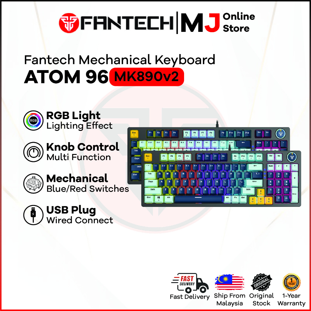Fantech MK890v2 ATOM 96 Mechanical Keyboard RGB Lighting Effect 3 Form ...