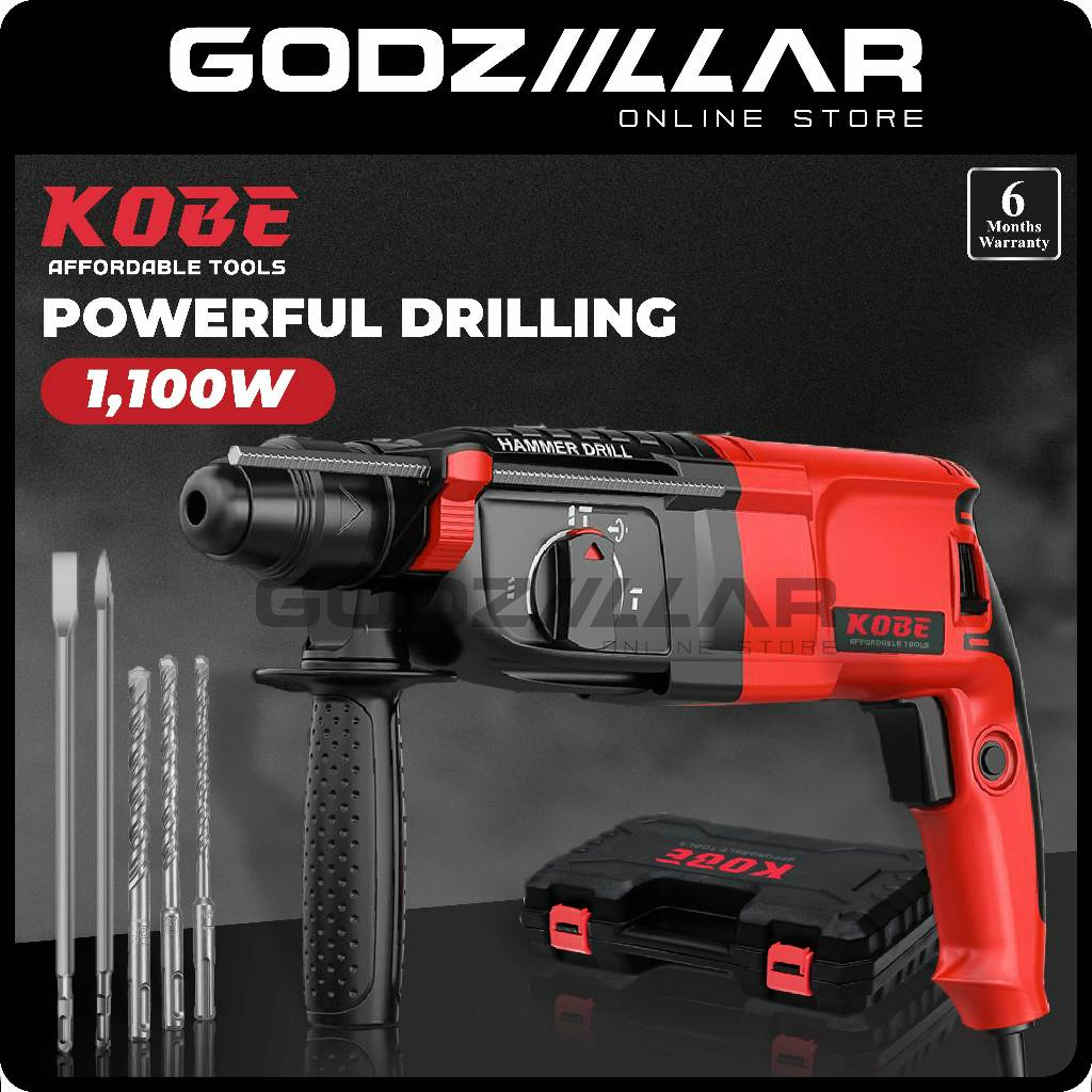 Kobe 1100W KBRH2-26-11 Rotary Hammer Drill 4 Mode SDS 26mm Chisel ...