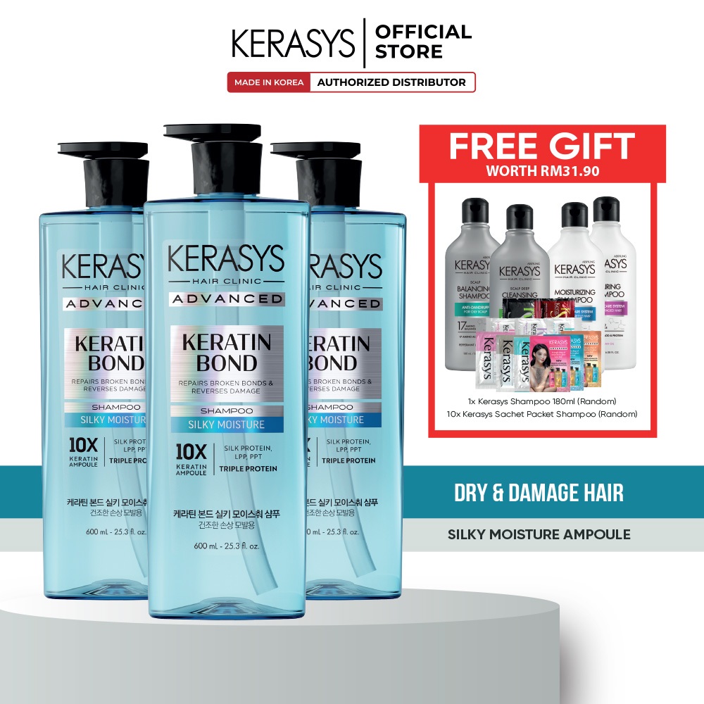 Kerasys Advanced Keratin Bond Silky Moisture Shampoo & Conditioner ...