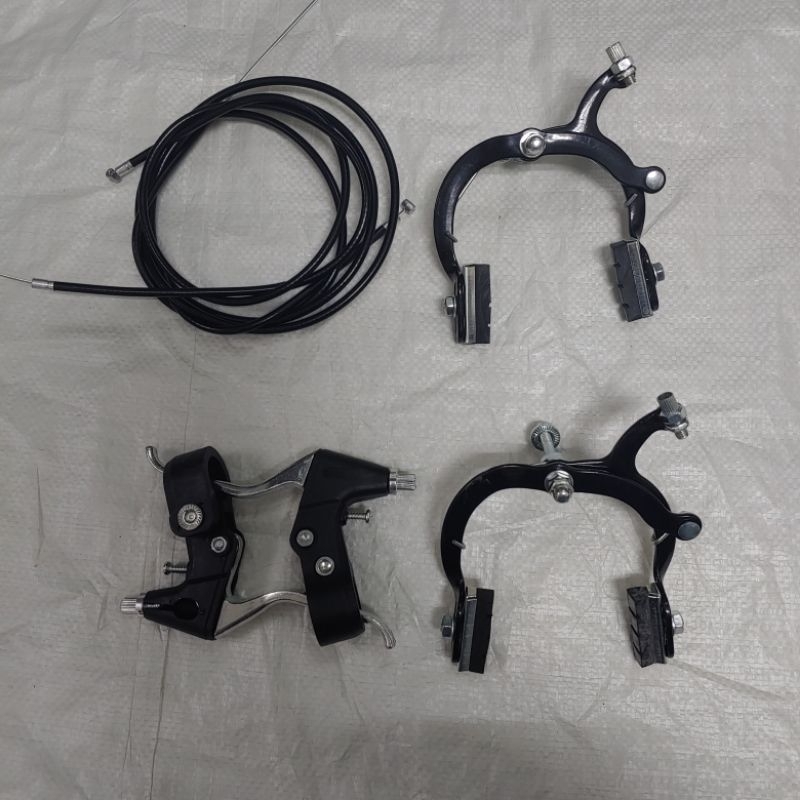 Bicycle caliper brake complete set alloy lever basikal depan belakang ...