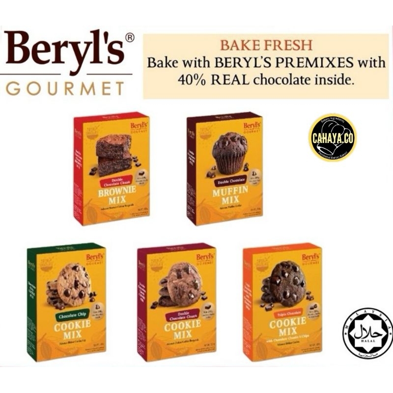 Beryls Gourmet Premix Tepung 500g Chip Cookies / Double Chocolate ...