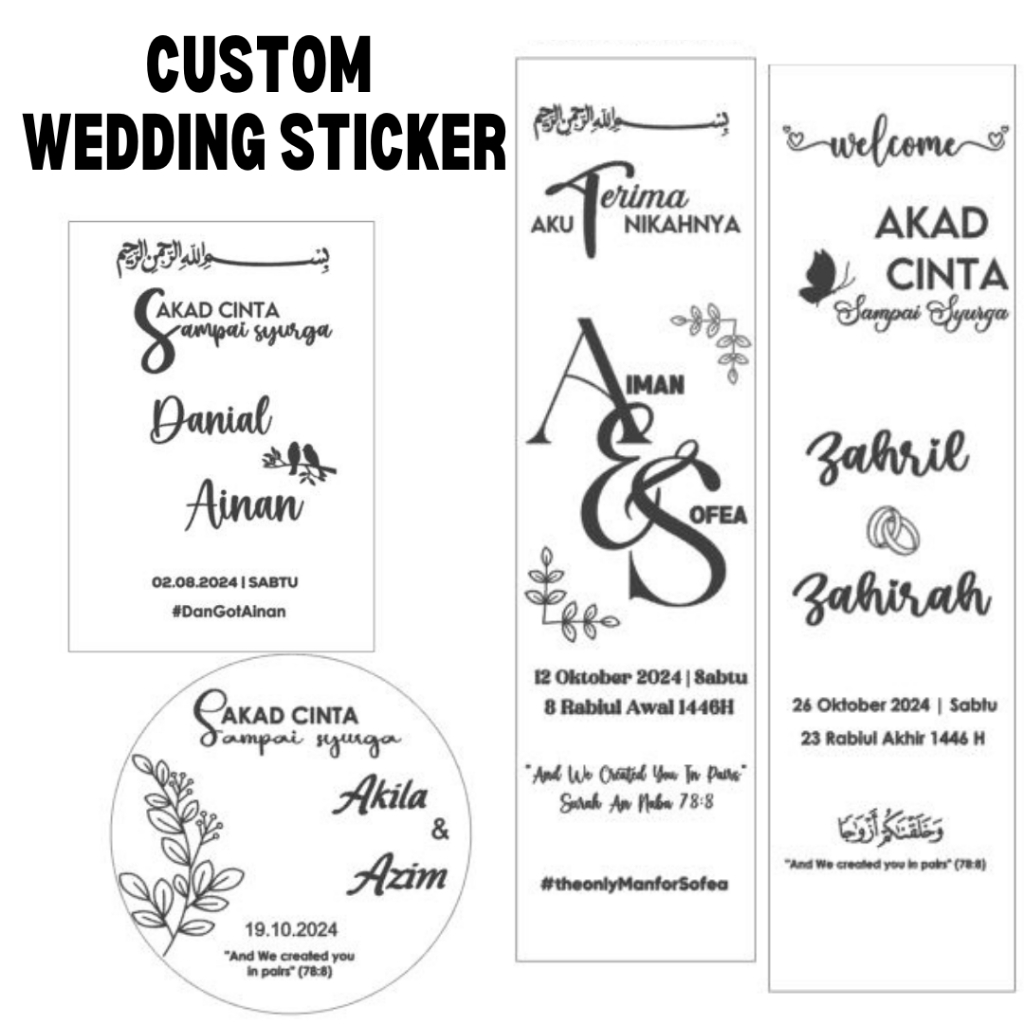 Custom Wedding Sticker Vinyl Long Mirror Welcome Board Round Majlis ...