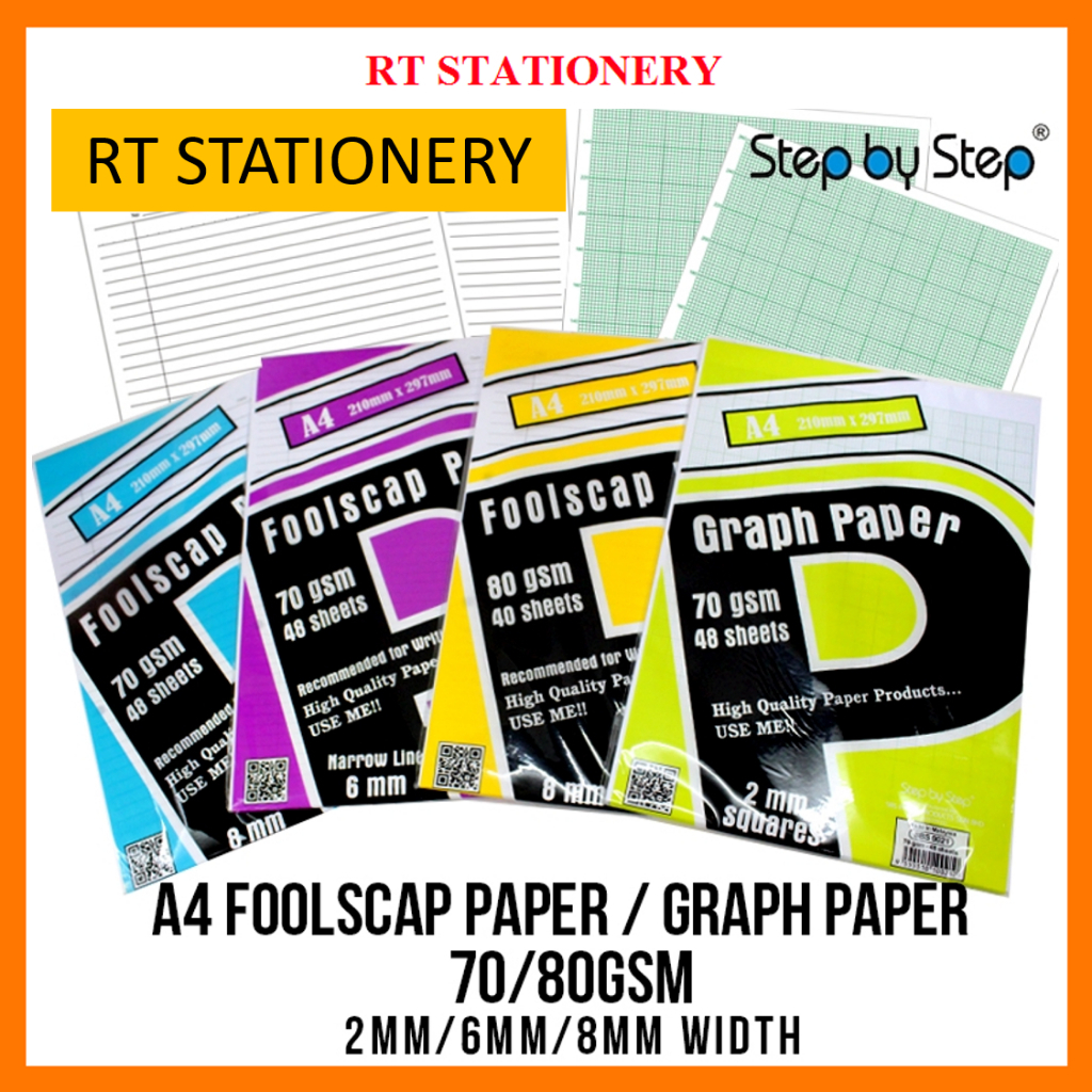 Step by Step A4 Foolscap Paper/ Graph Paper/ Plain Paper/ Single Line ...
