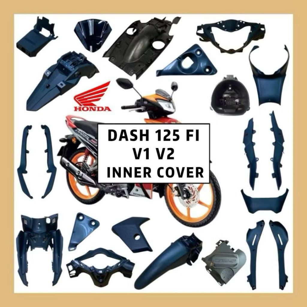 HONDA DASH 125 FI V1 V2 INNER COVER FULL SET KAVER HITAM DASH125 HANDLE ...
