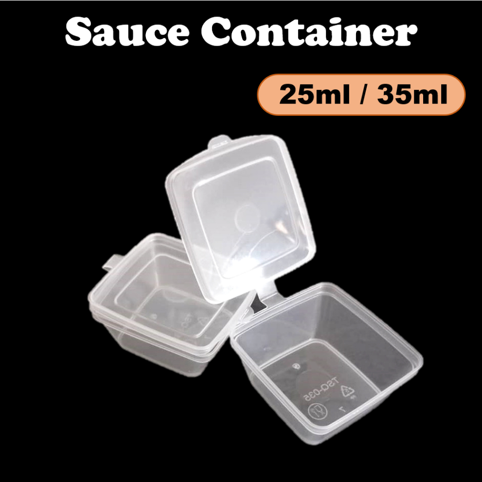 50pcs Small Square Sauce Cup Plastic Food Storage Containers Clear ...
