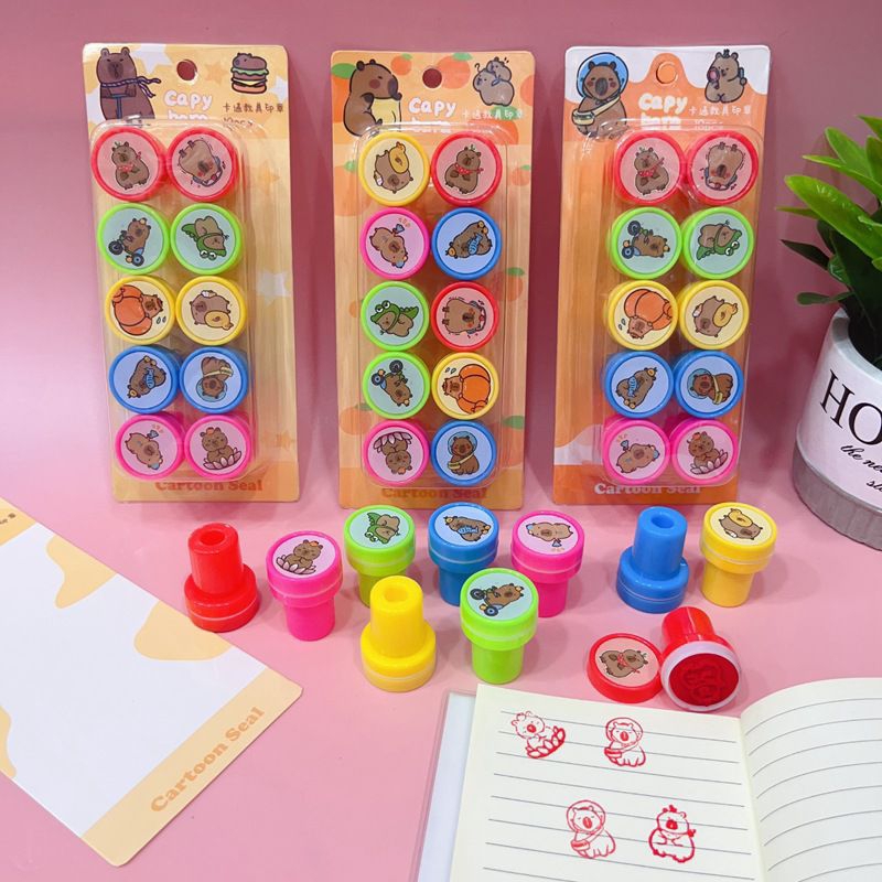 ((1pack 10pcs) Capybara stamp set chop rubber stamp Capybara Capybara ...