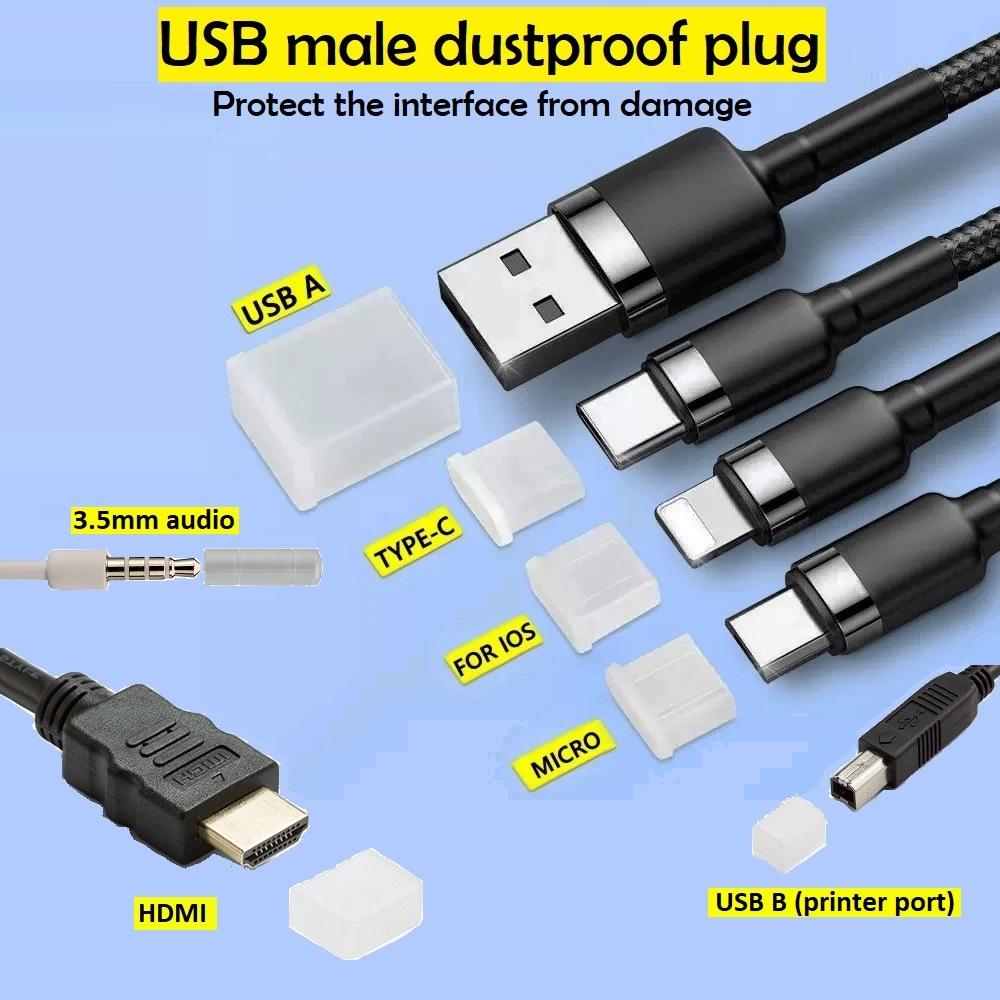 [1pc] Anti-Dust Plug Cap Cover Protector for USB Type A, USB B (printer ...