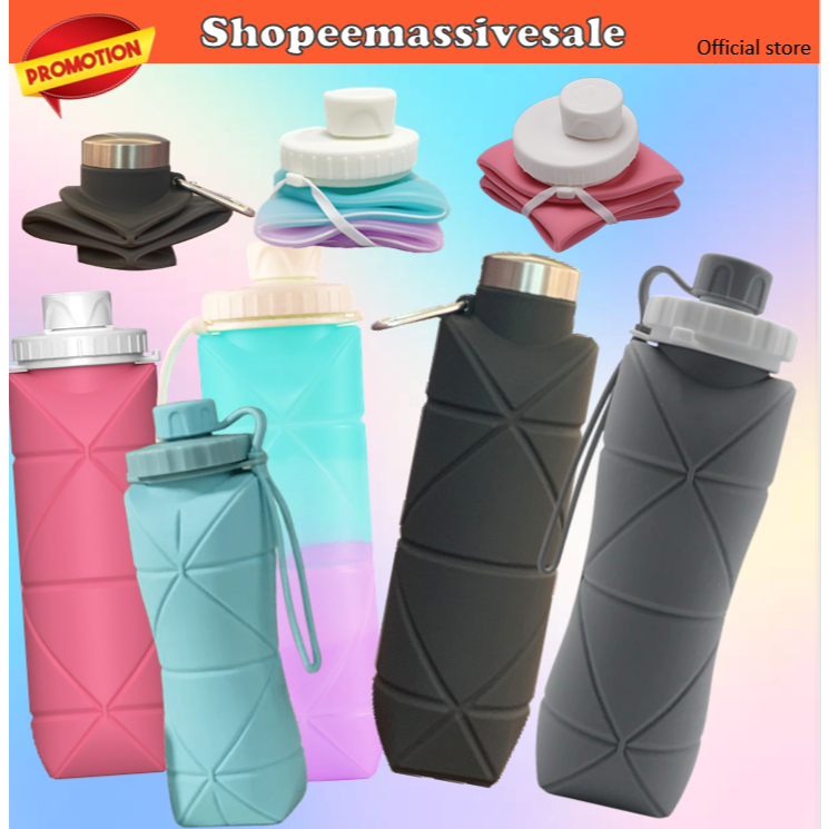 Fold Water Bottle Collapsible botol lipat Silicone Bottle Foldable 折叠水罐 ...