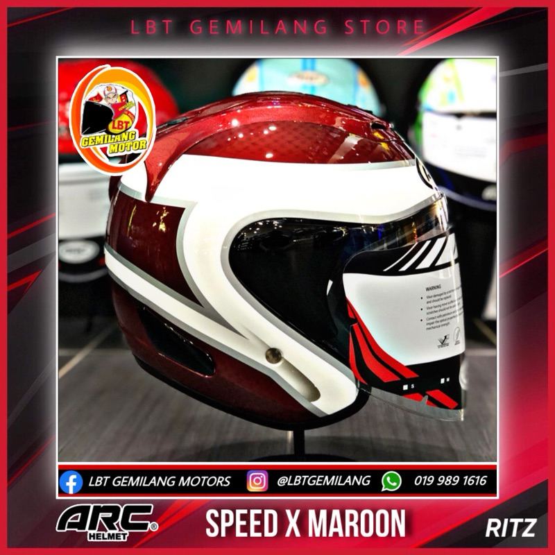 ARC Helmets RITZ [SPEED X MAROON] | Shopee Singapore