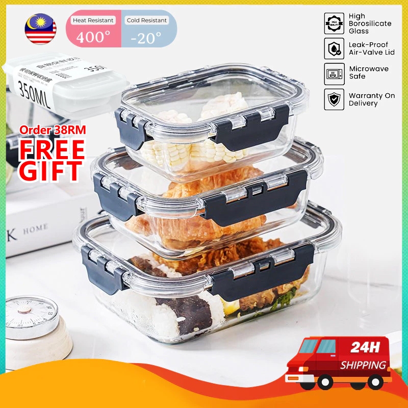 Heat Resistant Borosilicate Glass Microwave-able Airtight Rectangle ...