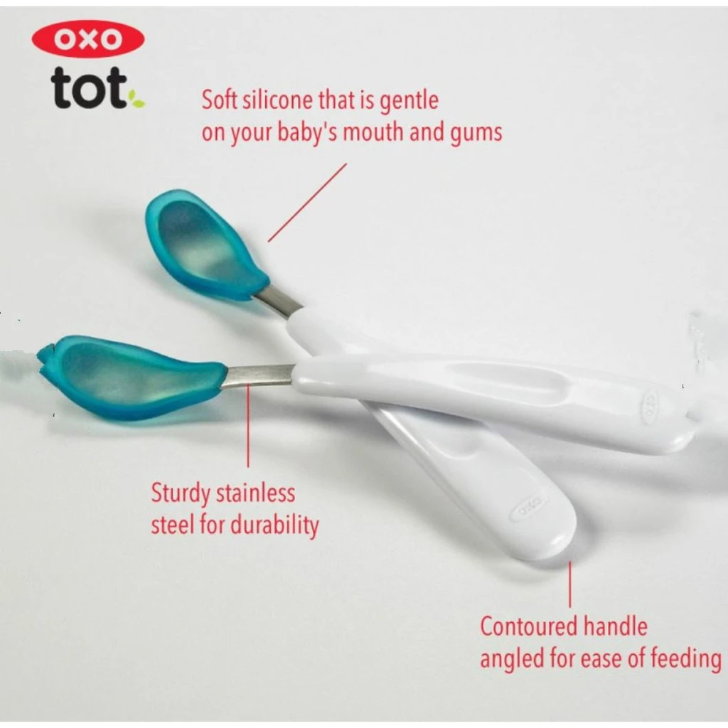 OXO Tot Feeding Spoon Set (2pcs/Teal) | Shopee Singapore